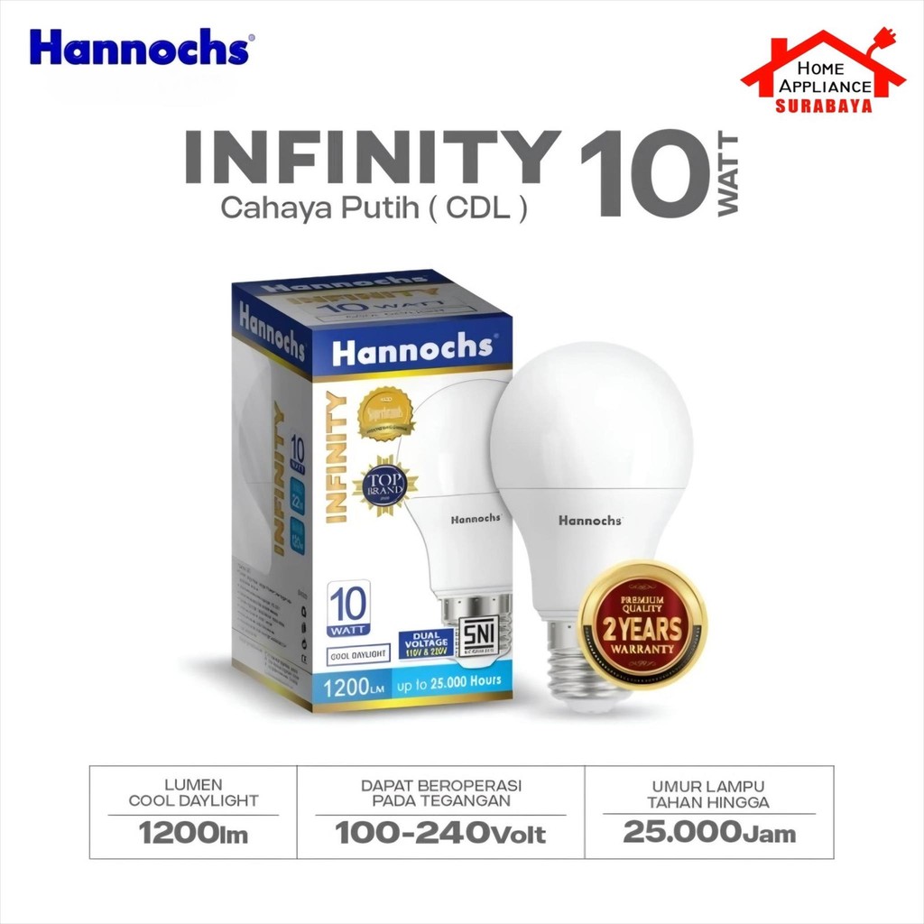 Jual HANNOCHS Lampu Bohlam LED INFINITY 10W - 10 Watt Cahaya Putih 6500K | Shopee Indonesia