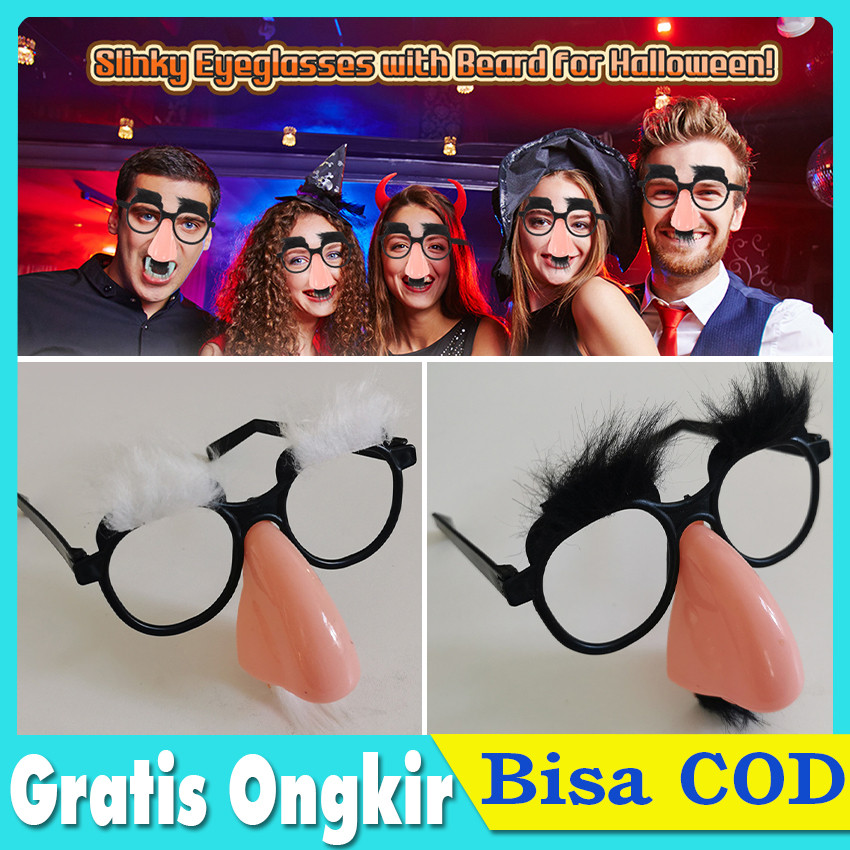 Jual Topeng Hidung Kumis Kacamata Funny Glasses Big Nose Instant ...