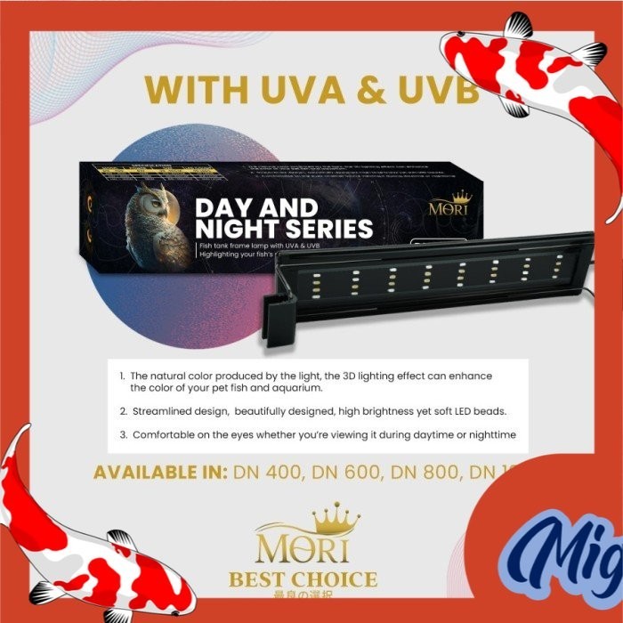 Jual LAMPU GANTUNG AQUARIUM MORI DAY n NIGHT DN 600 UK 60 CM with uva uvb led aquascape akuarium ...