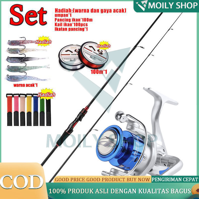 Jual 【# Beli 1 Dapat 6 #】Joran pancing Set 1.65-2.4M Fishing Rod with 5.2:1 Reel Combo for Bass ...