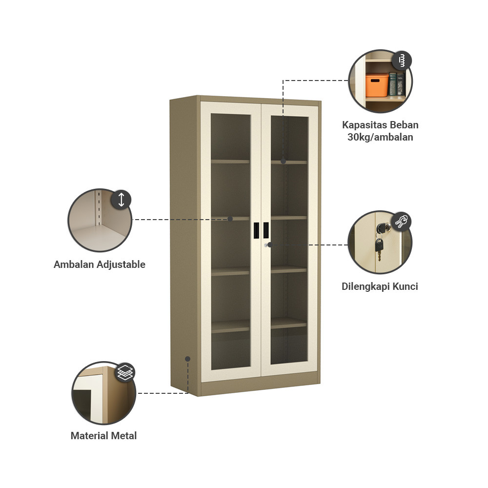 Jual Informa Kiev Lemari Arsip Kantor Metal 2 Pintu Kaca - Cokelat File ...