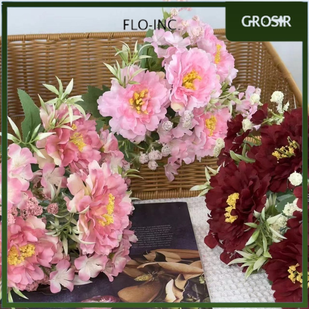 Jual FLO-INC. - Bouquet bunga BKT 1005 FUFU Bunga Peony + Krisan Artifisial Dekorasi Hiasan ...