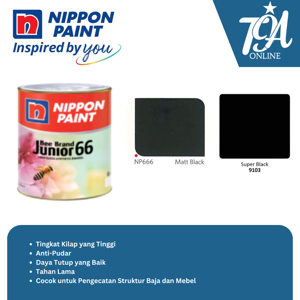 Jual NIPPON PAINT Bee Brand Junior 66 Cat Kayu & Besi Hitam 0,8 Liter | Shopee Indonesia
