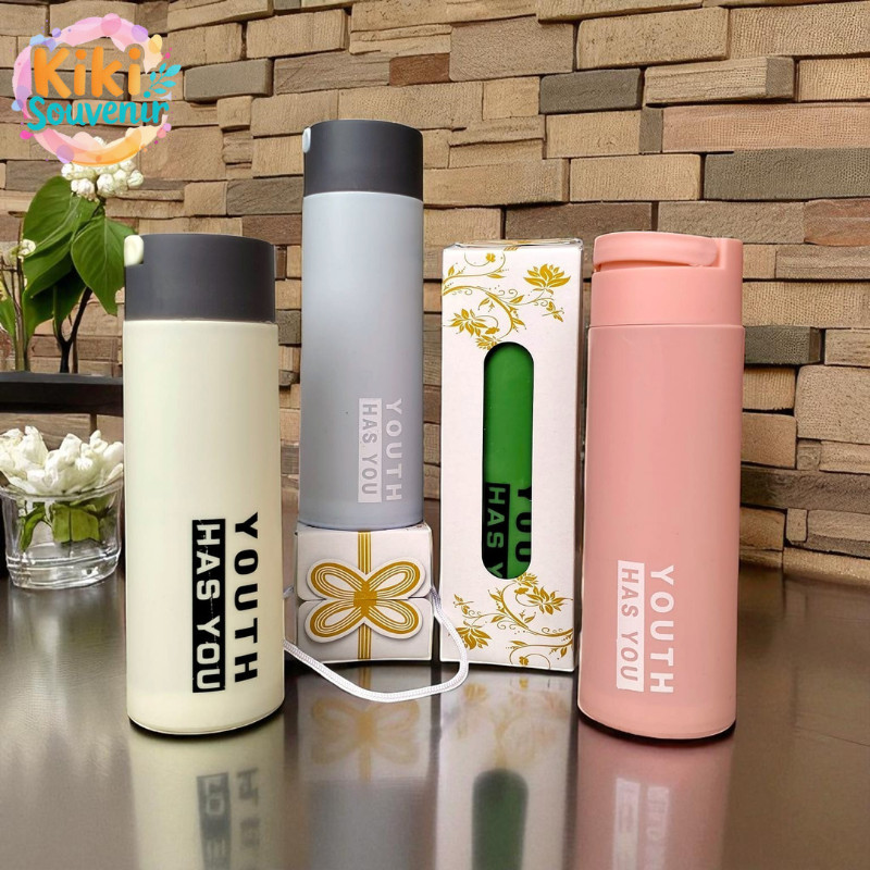 Jual Botol Souvenir Botol Kaca Youth Has You Botol Minum Panas dan ...