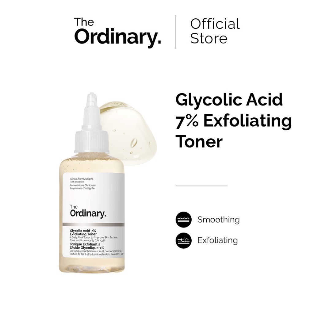 Jual The Ordinary Glycolic Acid 7% Exfoliating Toner - 240mL | Smooth ...