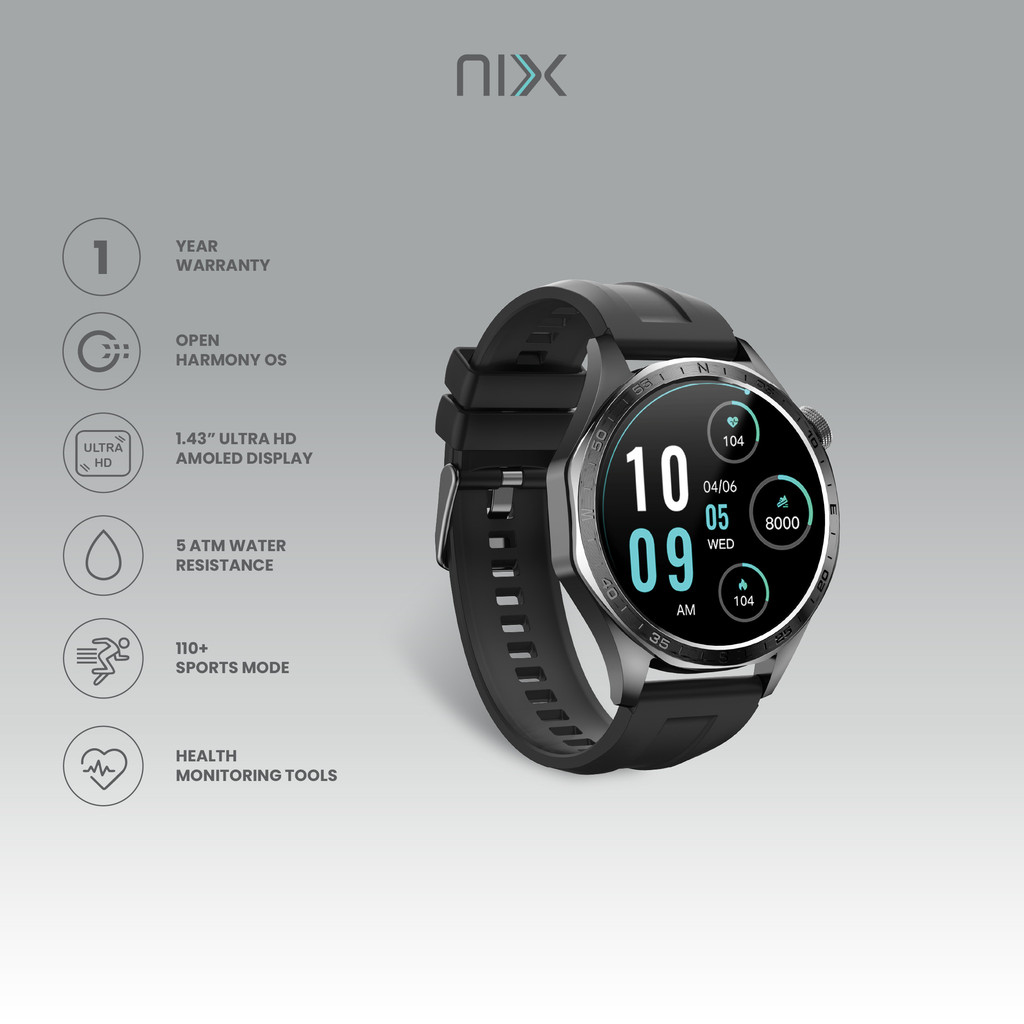 Jual NIX Chron Smartwatch AMOLED Display - Bluetooth Calling GPS and ...