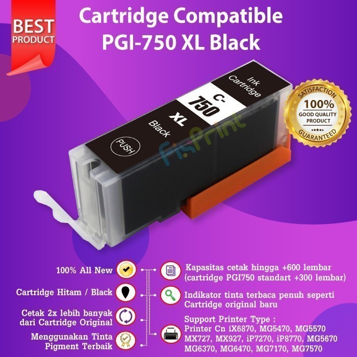 Jual CArtridge TINTA PGI-750 PGBK ( PG750BK ) 751 CLi751 Black Color ...