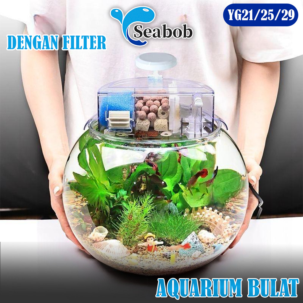 Jual SEABOB 1 PAKET AQUARIUM BULAT PLASTIK YG21/YG25/YG29 Akuarium Ikan ...