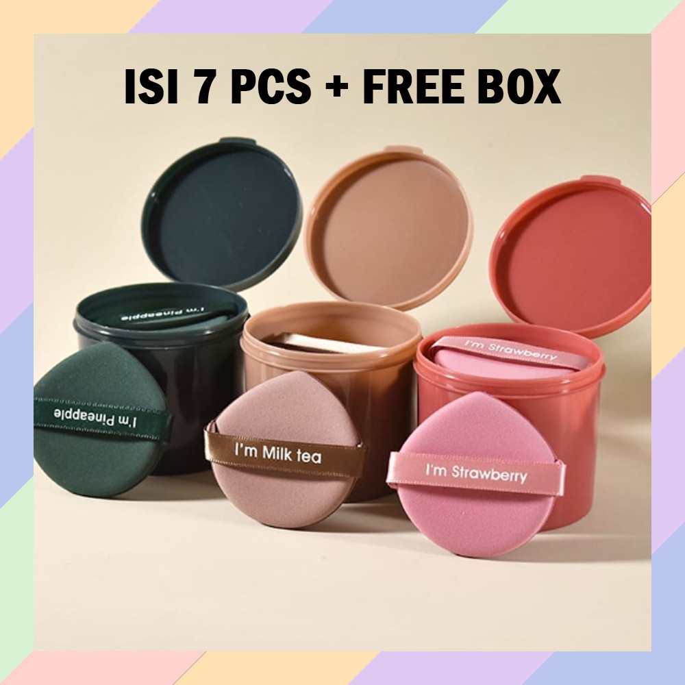 Jual AU06 Spons BEDAK 7 PCS BOX TABUNG Spon Make Up Sponge Makeup Lucu ...