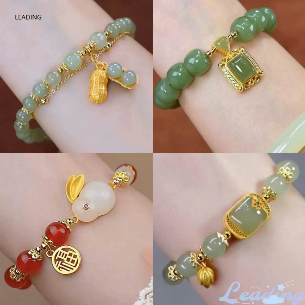 Jual [COD]Gelang Liontin Tangan Giok Hetian Gelang Manik-manik Green ...