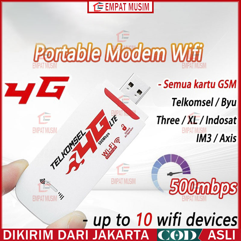 Jual Portable Modem Wifi 4G ALL Operator LTE Modem USB 500mbps Unlock ...