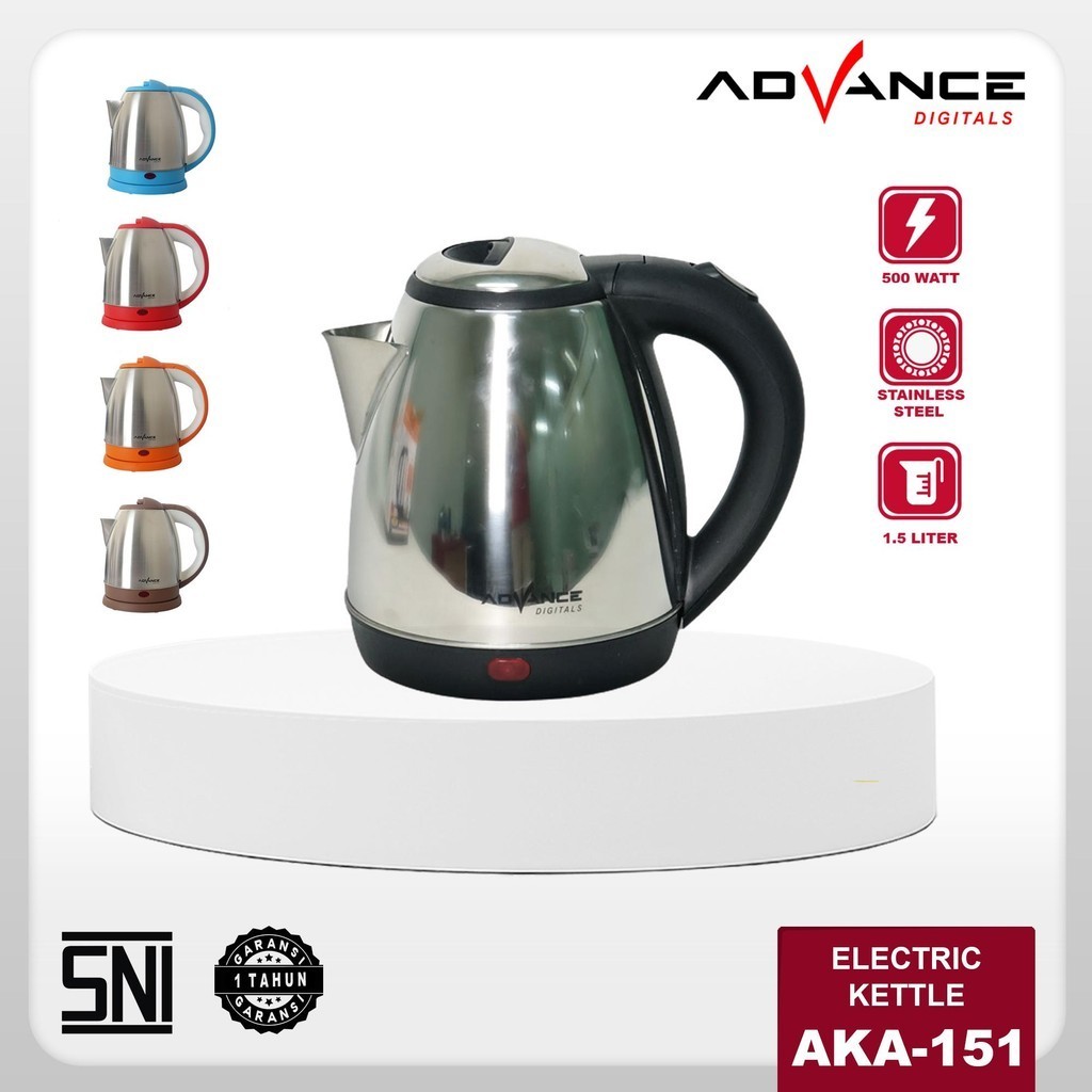 Jual [FREE ONGKIR] Advance AK-151 Teko Listrik Stainless Steel 1.5 ...