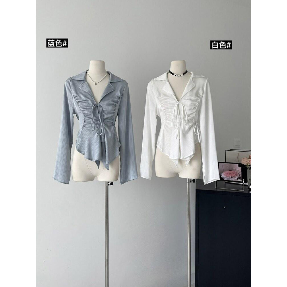 Jual Autumn Women French Vintage Gyaru Shirts Long Sleeve Coquette Mori ...