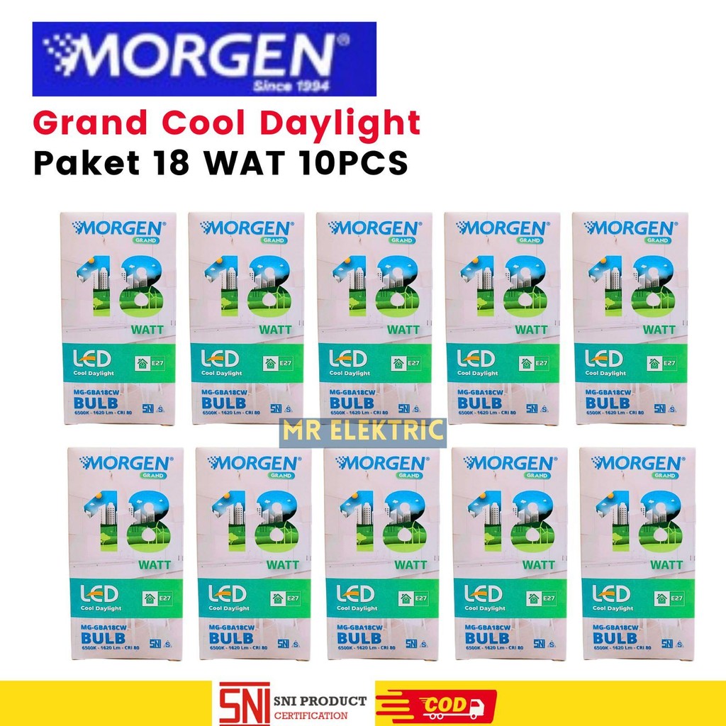 Jual PAKET 10pcs Morgen Grand 5W 7W 9W 11W 16W 18W Lampu Bohlam LED Bergaransi 1thn Cool ...