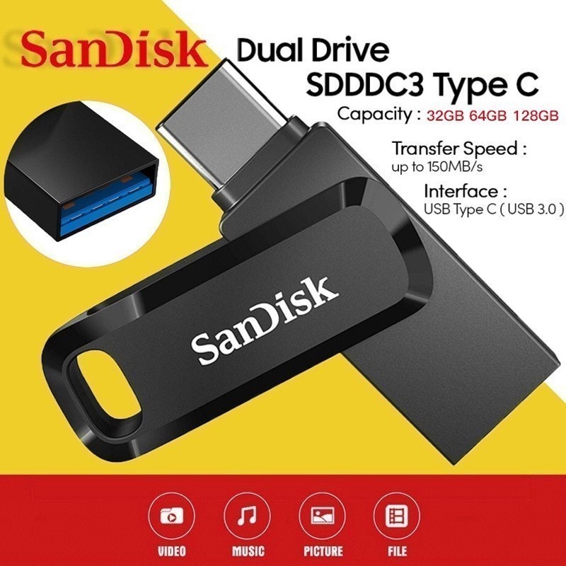 Jual Sandisk Flashdisk OTG Type C hp 32GB 64GB 128GB SanDisk Dual Drive ...