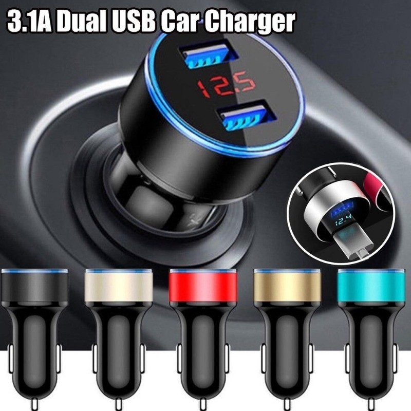 Jual Car Charger Mobil Charger Motor 2 Ports 3.1A 12V-24V Output Fast ...