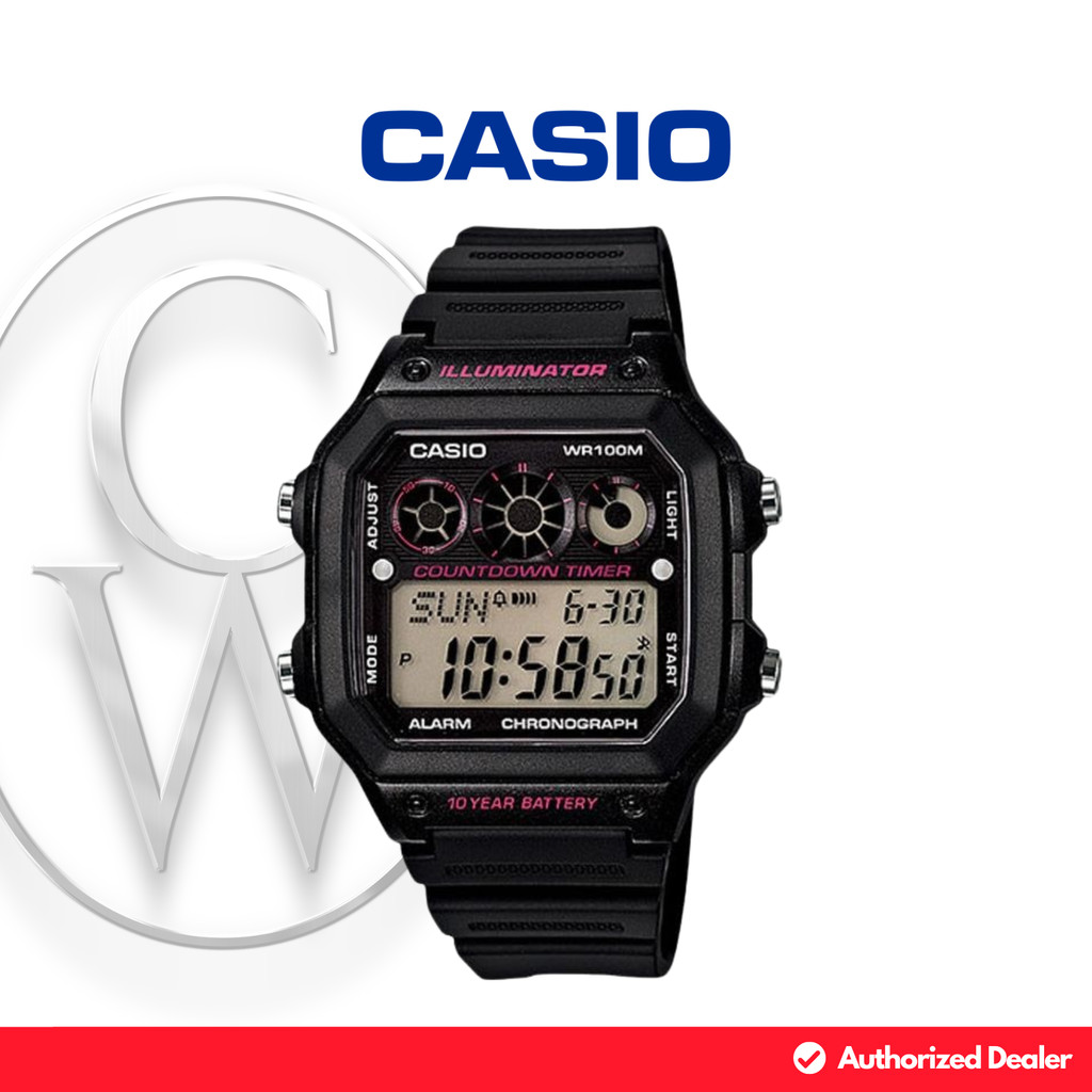 Jual Jam Tangan Pria Casio AE-1300WH-1A2VDF / AE 1300WH 1A2 Tali Resin Digital General Simple ...
