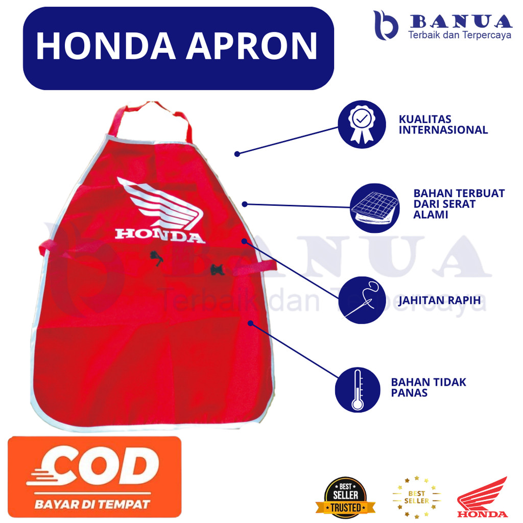Jual Celemek Apron Honda | Celemek Bengkel | Apron Honda Merah | Apron ...