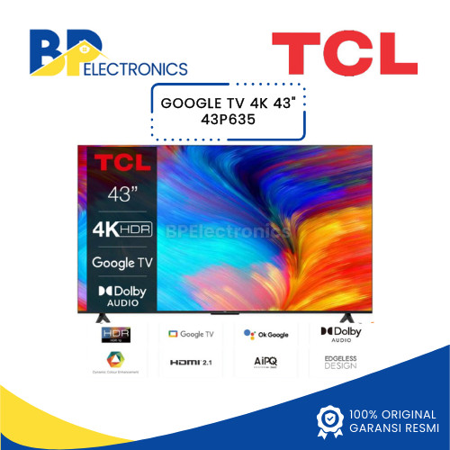 Jual TCL 43P635 4K UHD HDR Smart Google TV w/ Dolby Audio 43 Inch ...