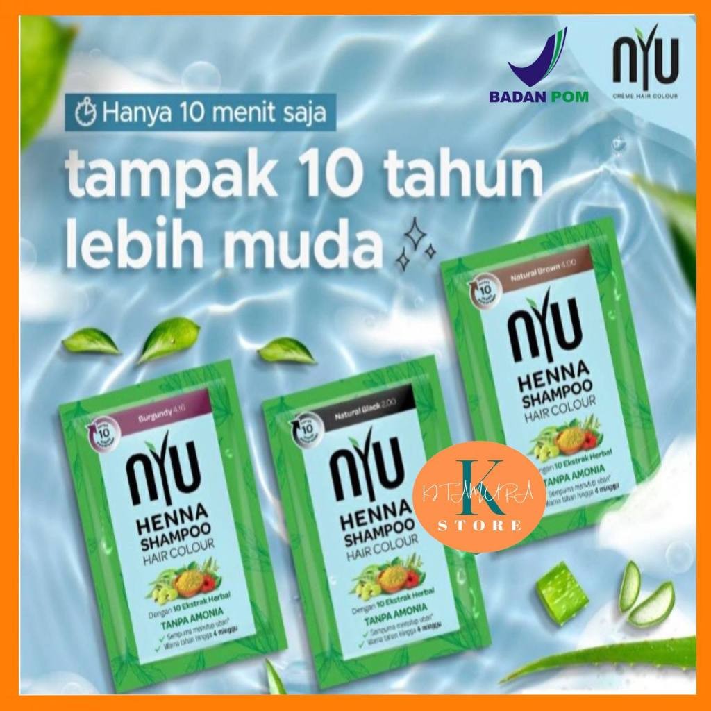 Jual NYU Henna Hena Shampoo Natural Hair Colour Color Sachet Shampo ...