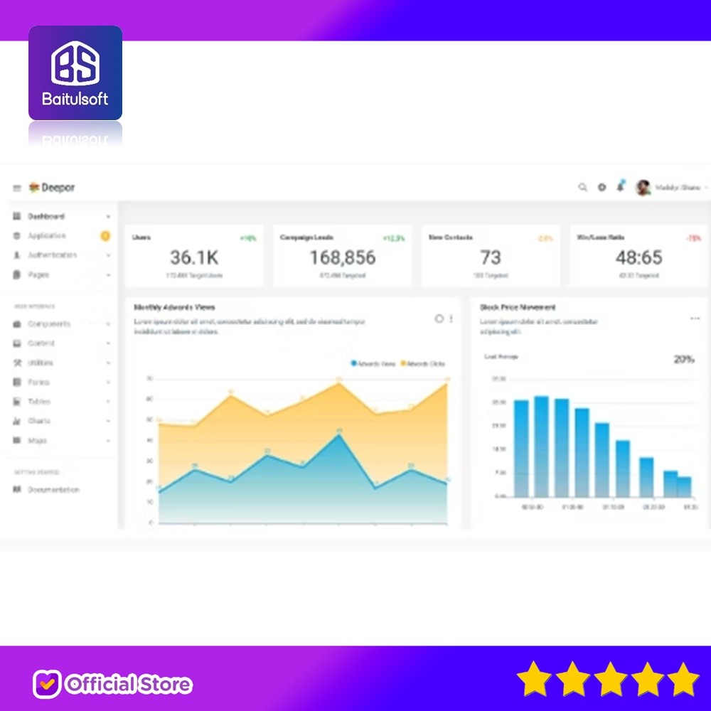 Jual DEEPOR - DATA ANALYTICS ADMIN DASHBOARD TEMPLATE | Shopee Indonesia