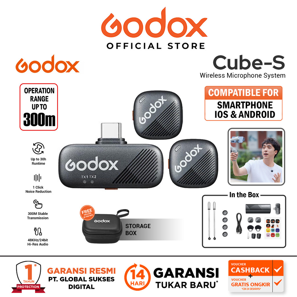 Jual Godox CUBE S Wireless Microphone CUBE-S Mic Wireless for ...