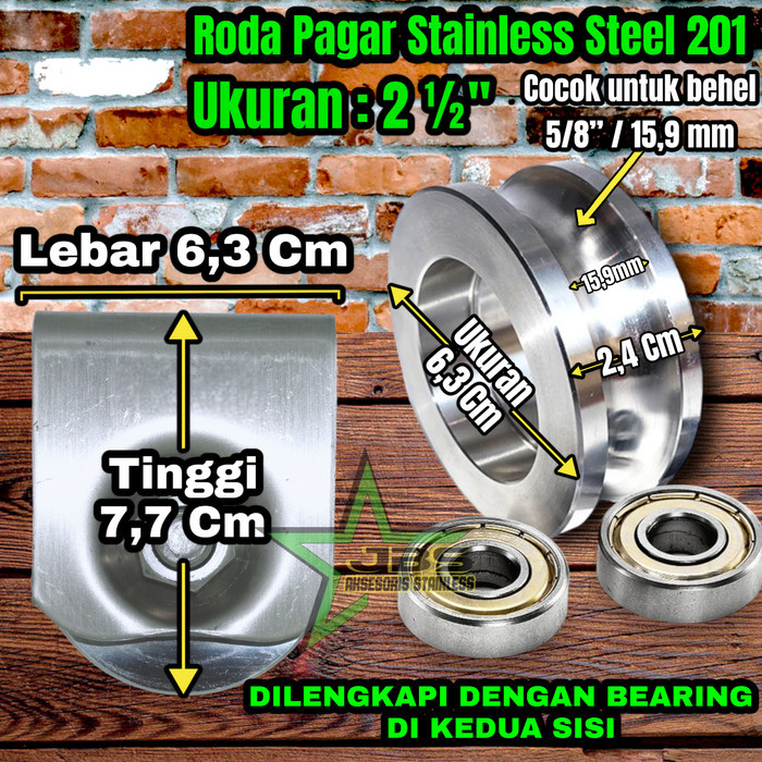 Jual SA99 Roda stainless pagar 21/2" inch | Shopee Indonesia