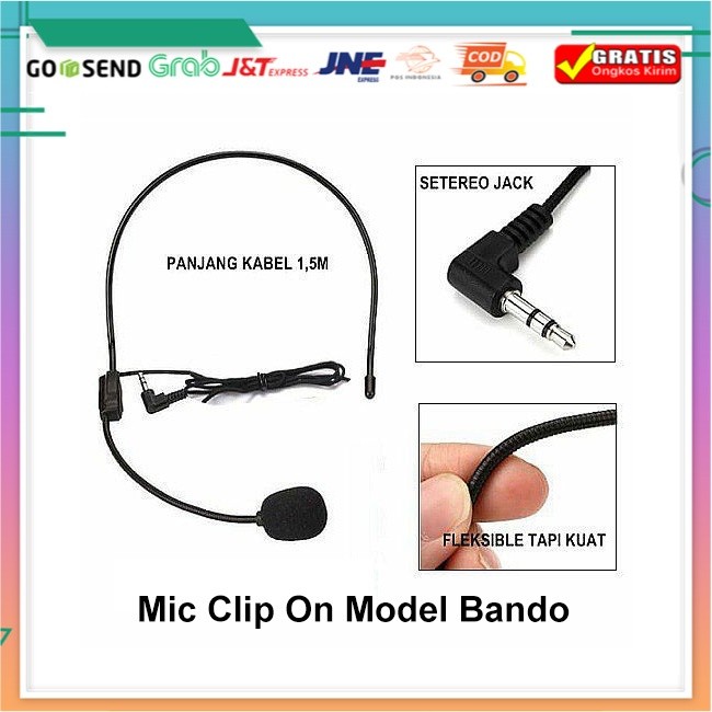 Jual Mic CLIP ON BANDO / Headset Microphone Bando Jack 3.5mm | Shopee ...