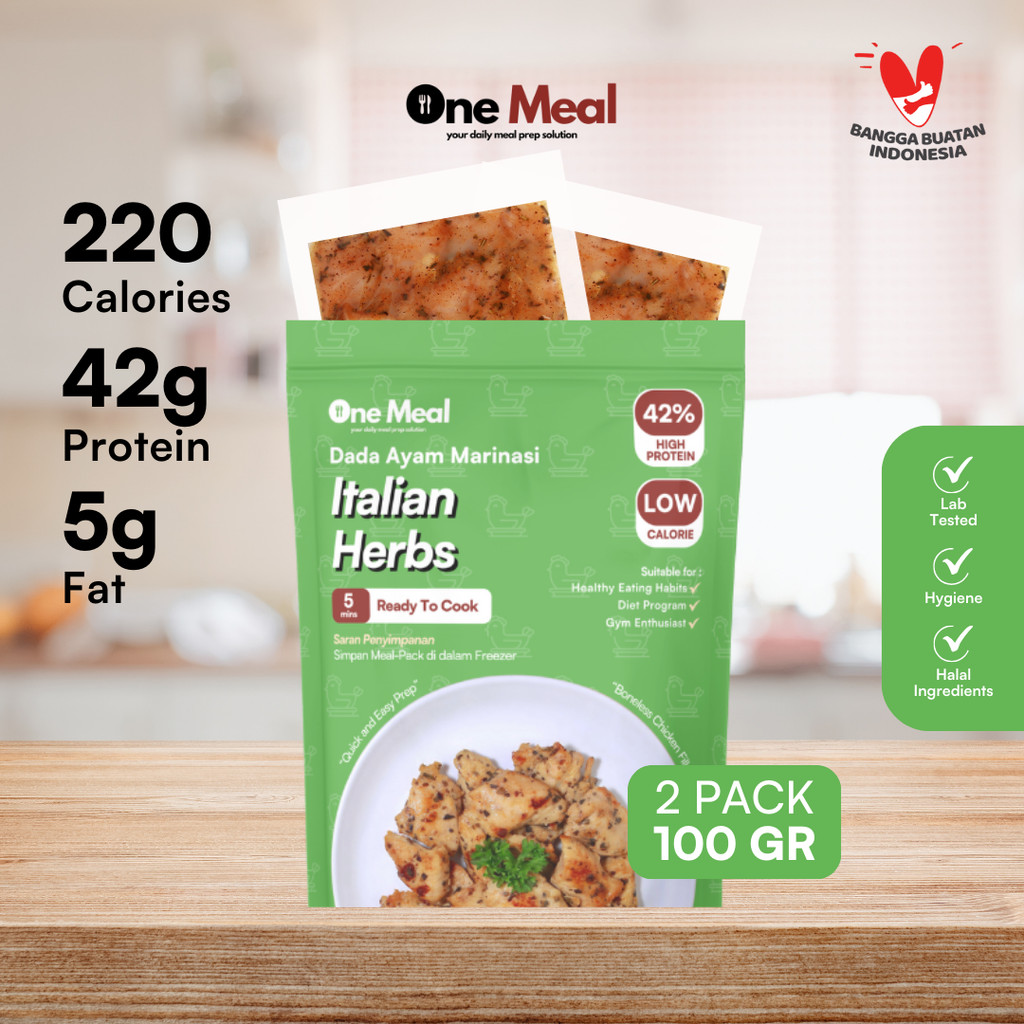 Jual One Meal Lauk Dada Ayam 42g Protein | Italian Herbs | Makanan ...