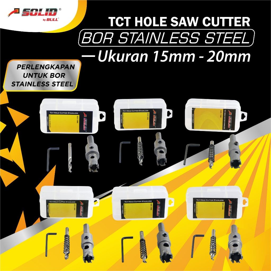 Jual SOLID TCT hole saw cutter for stainless / kugel 15mm, 16mm, 17mm, 18mm, 19mm, 20mm, 21mm ...