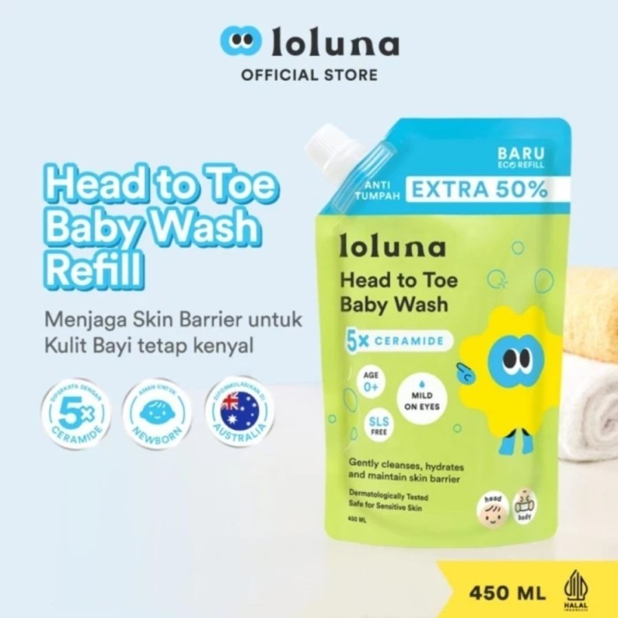 Jual Loluna Head To Toe Baby Wash Sabun Mandi Refill 450 mL | Shopee ...