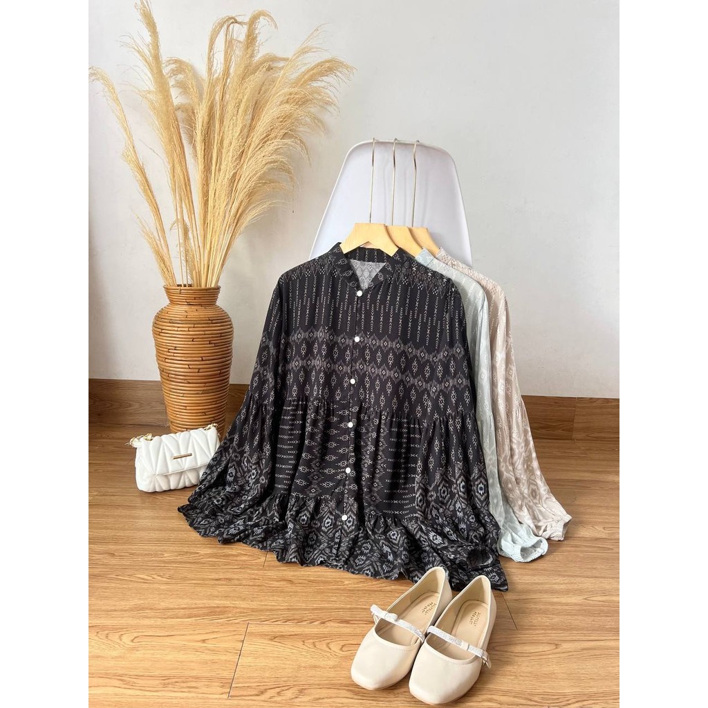 Jual AKAVI - NIDA ETNIK BLOUSE SUPER JUMBO KEMEJA BIGSIZE ATASAN ...