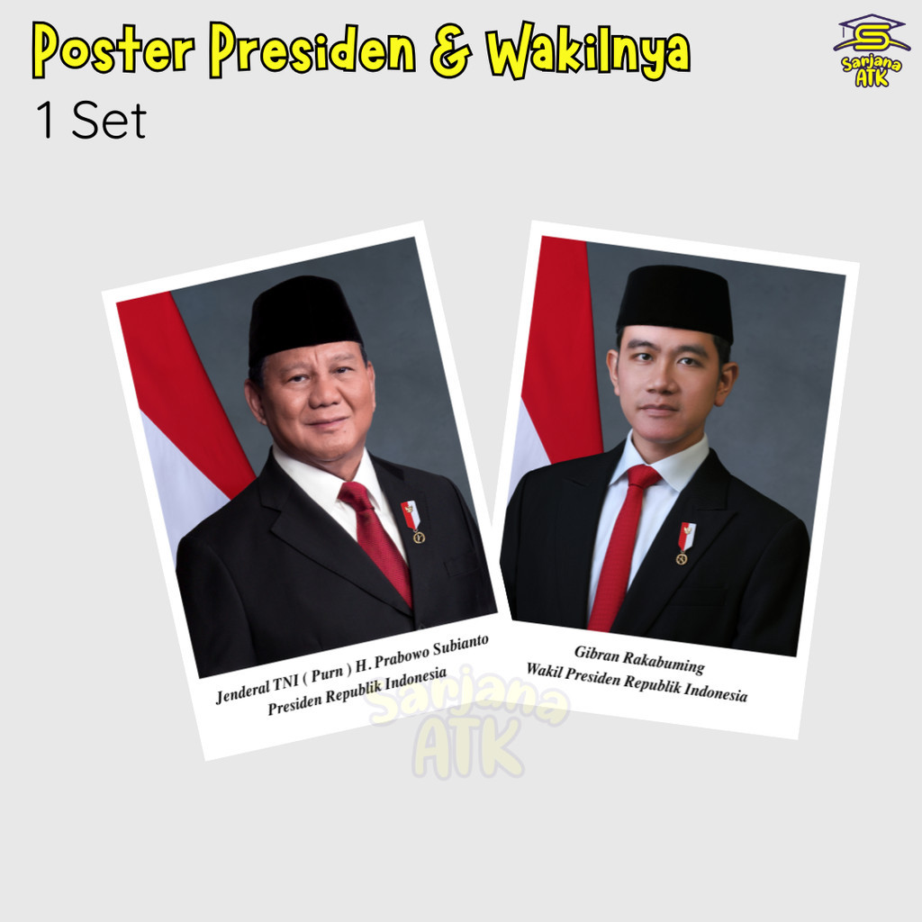 Jual Poster Edukasi / 1 Set Poster Presiden & Wakil Presiden Indonesia 2024-2029 | Shopee Indonesia