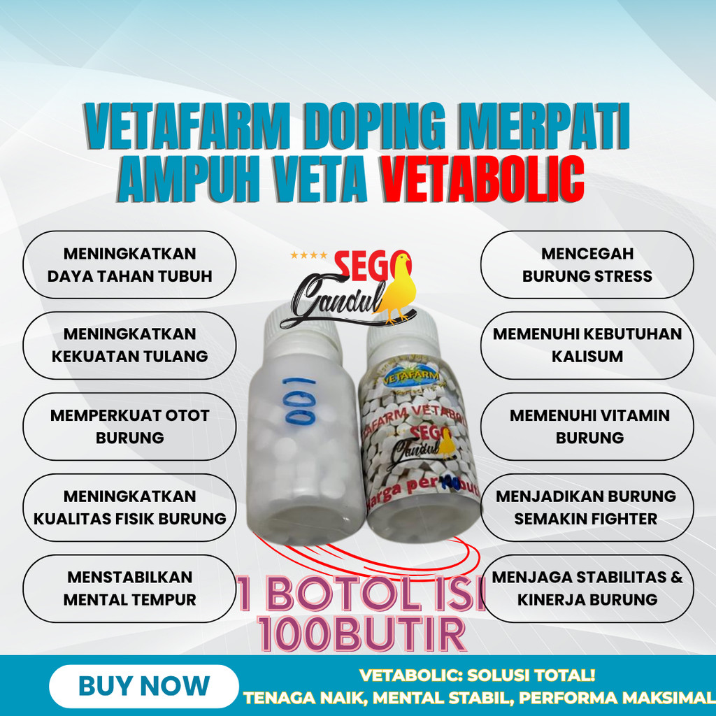 Jual Vetafarm Doping Merpati Ampuh Veta Vetabolik Vetabolic 1 botol isi 100 butir | Shopee Indonesia