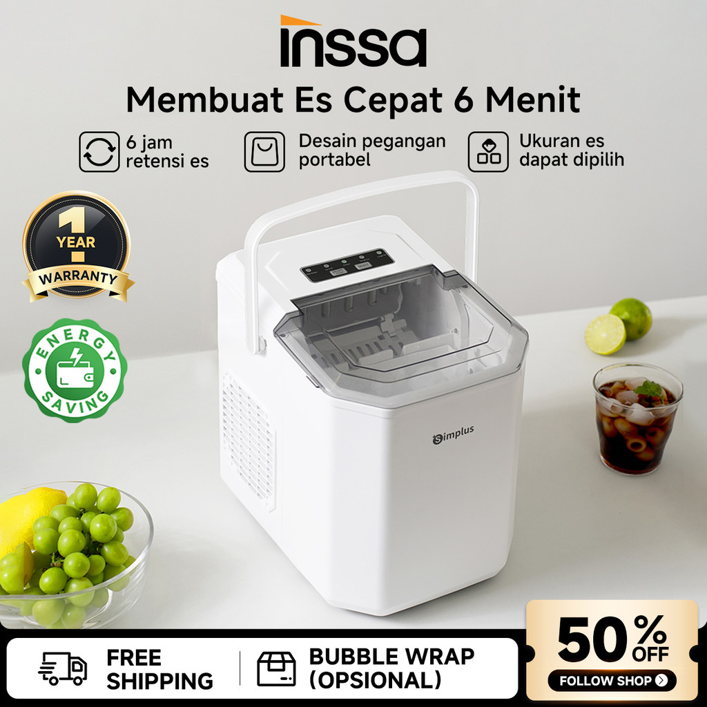Jual INSSA X Simplus Ice Maker kapasitas tangki air 12KG, 1,3L ukuran ...