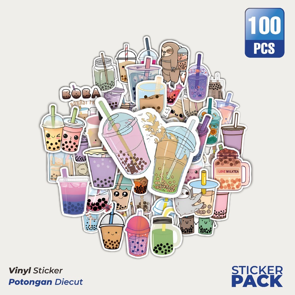 Jual MURAH 100 PCS Stiker Minuman Boba Lucu Waterproof Aesthetic- Untuk ...