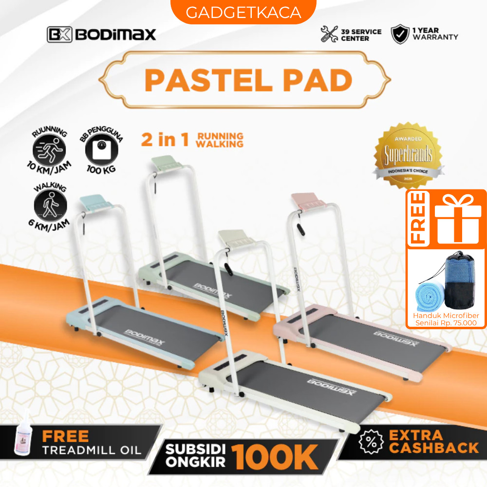Jual BODIMAX RUNNING PAD PASTEL Treadmill Folding Foldable Alat Gym ...