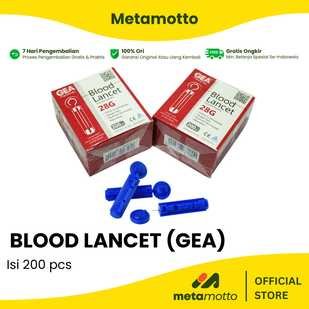 Jual Blood Lancet 28G GEA Isi 200 pcs - Jarum Lancing Alat Ambil ...