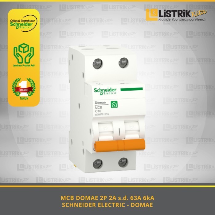 Jual MCB SCHNEIDER ELECTRIC DOMAE 2P 2A/4A/6A/10A/16A/20A/25A/32A/40A/63A 6kA KURVA C - DOMF012 ...