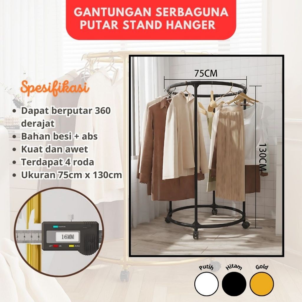 Jual SUNFAY Rak Gantungan Baju Besi Putar Serbaguna Bentuk Bulat ...