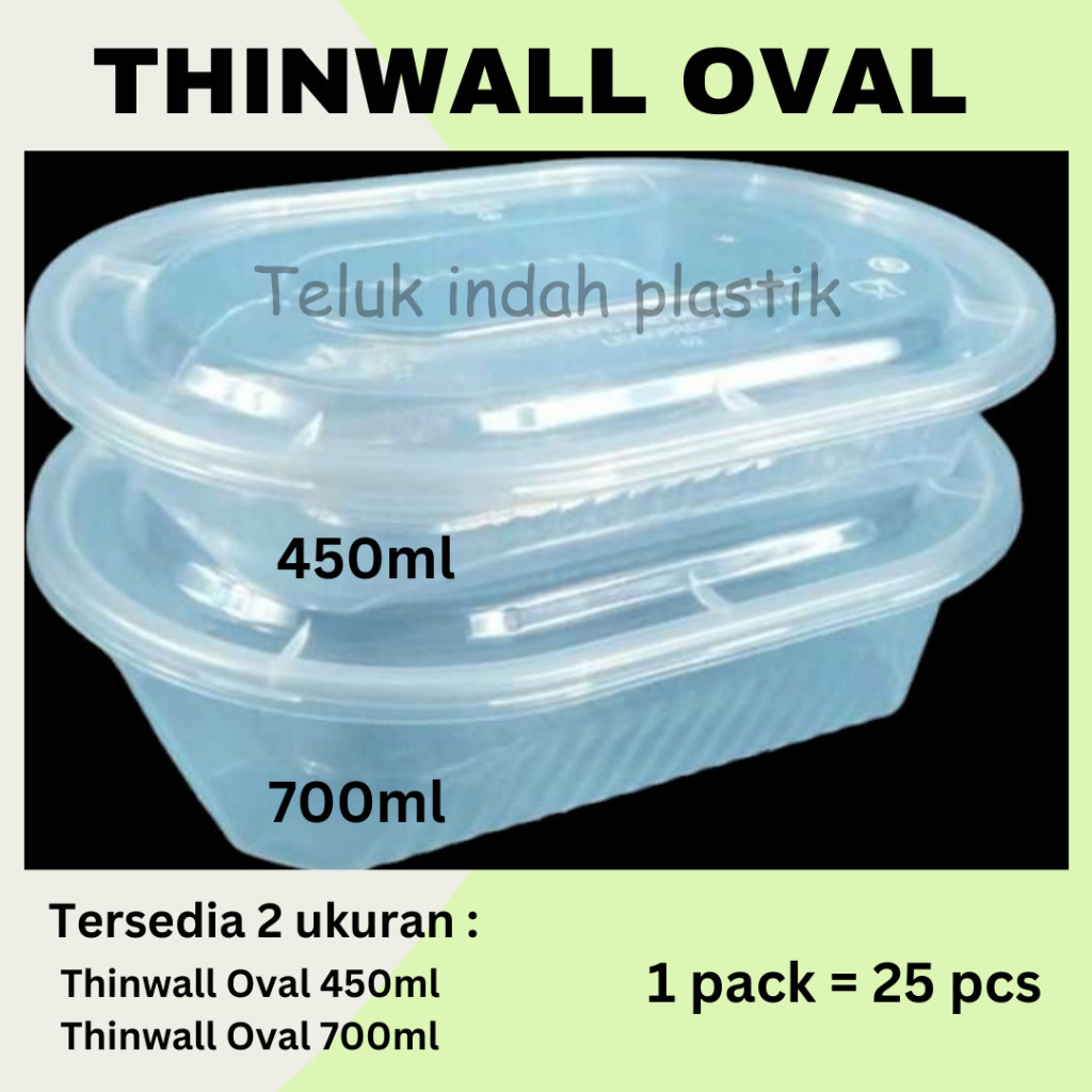 Jual Thinwall Oval KLIR 450ml 700ml / Tempat Makan Plastik Thinwal ...