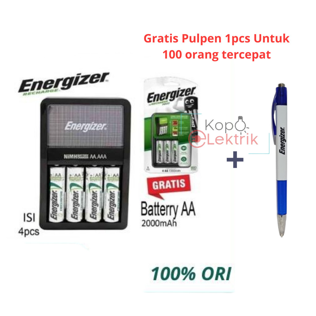 Jual Charger Energizer MAXI AA / AAA Cas Baterai + 4pcs AA 2000Mah RECHARGE ORIGINAL 2000 mah ...