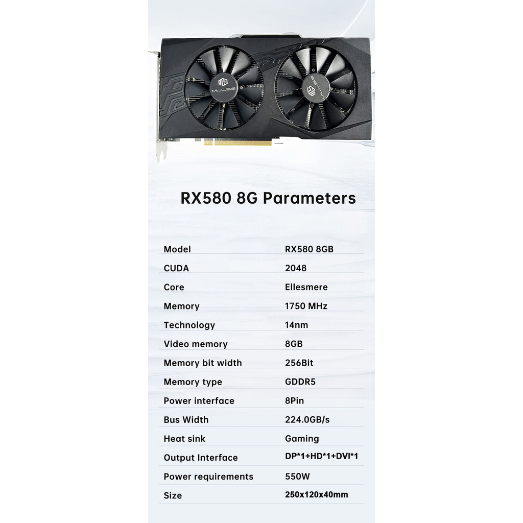 Jual MLLSE Video Card AMD Radeon RX 580 8GB GDRR5 256-bit PCI Express 3 ...