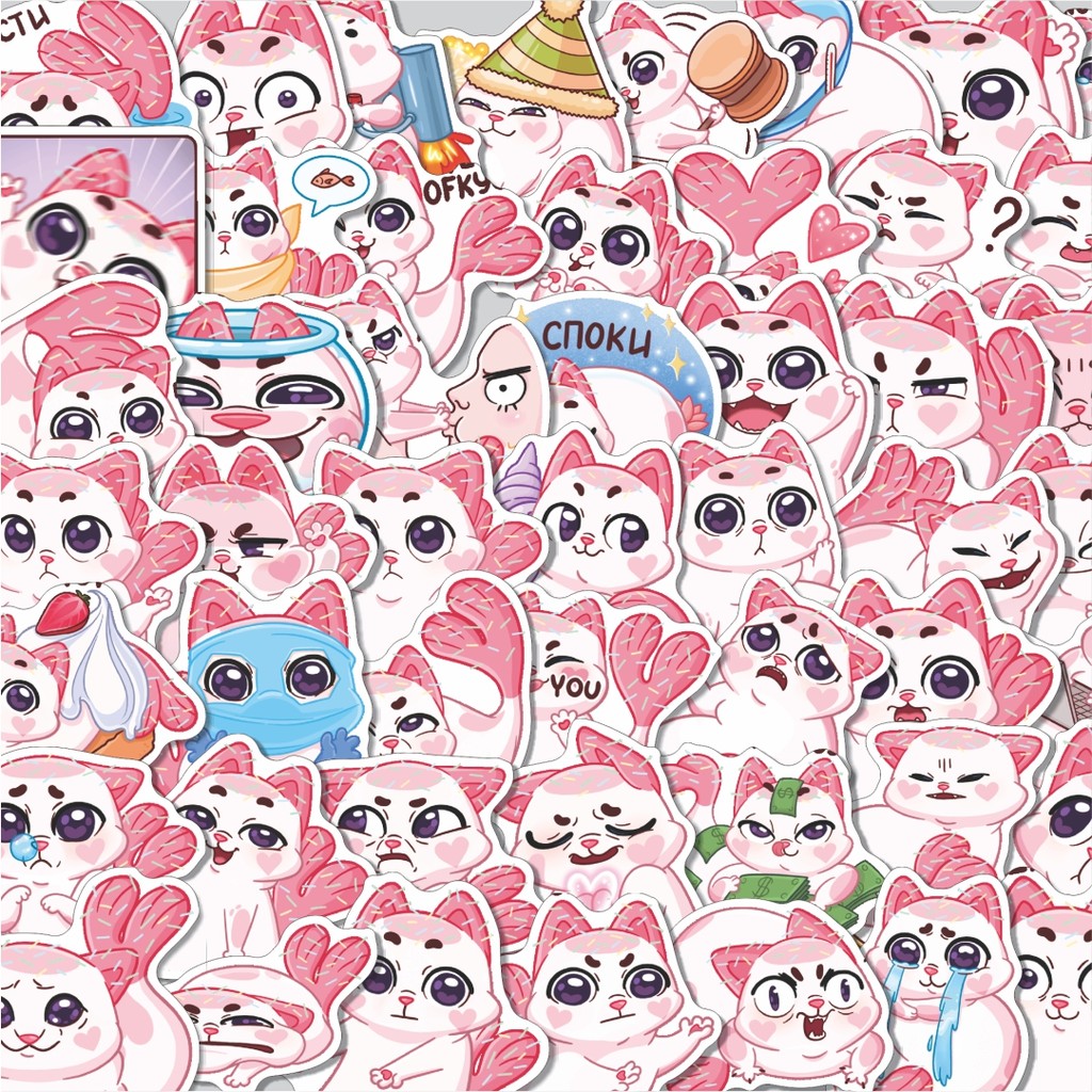 Jual Stiker Cutting Pack Stiker Kucing Lucu MEOWNYAM Isi 100Pcs Series ...
