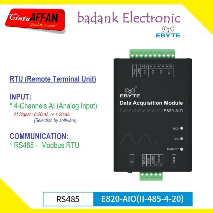 Jual DS99 EBYTE E820-AIO (II-485-4-20) V2 Remote Terminal Unit 4-AI Modbus RS485 | Shopee Indonesia