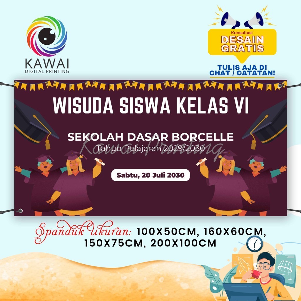 Jual Spanduk Banner MMT Wisuda Atau Perpisahan Merah Bisa Rekuest ...