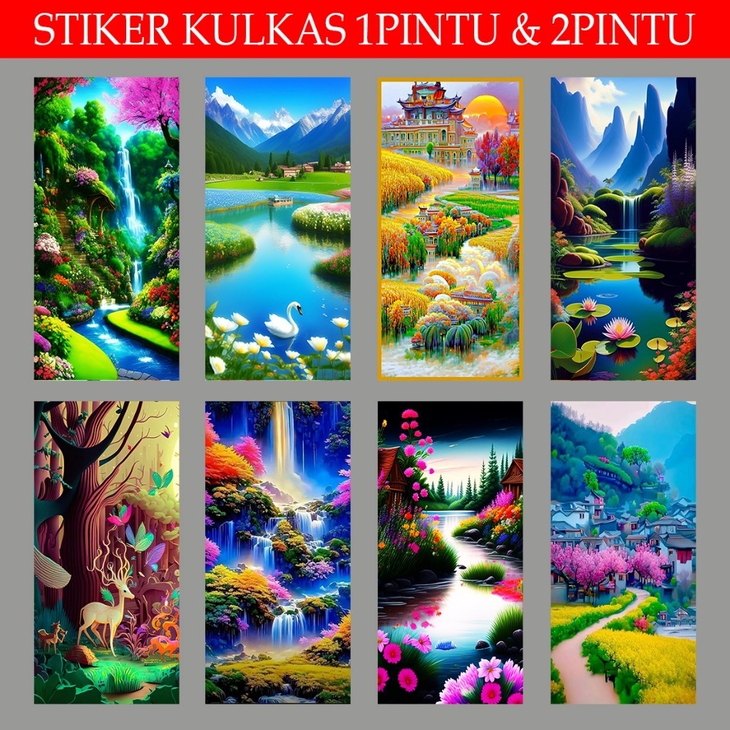 Jual STIKER KULKAS MOTIF PEMANDANGAN INDAH - Desa Stiker | Shopee Indonesia