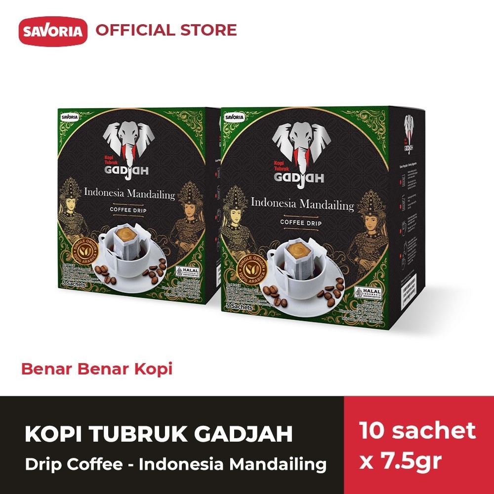 Jual Kopi Tubruk Gadjah Drip Indonesia Mandailing Box - isi 10 Sachet x ...