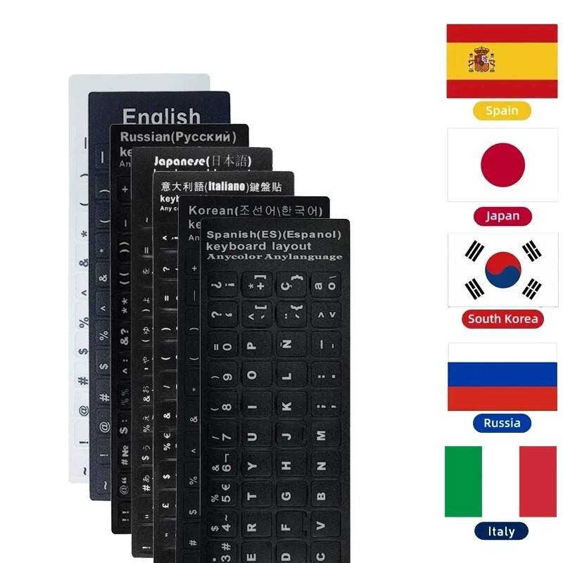 Jual English Spanish Italian Korean Keyboard Stickers Frosted PVC ...