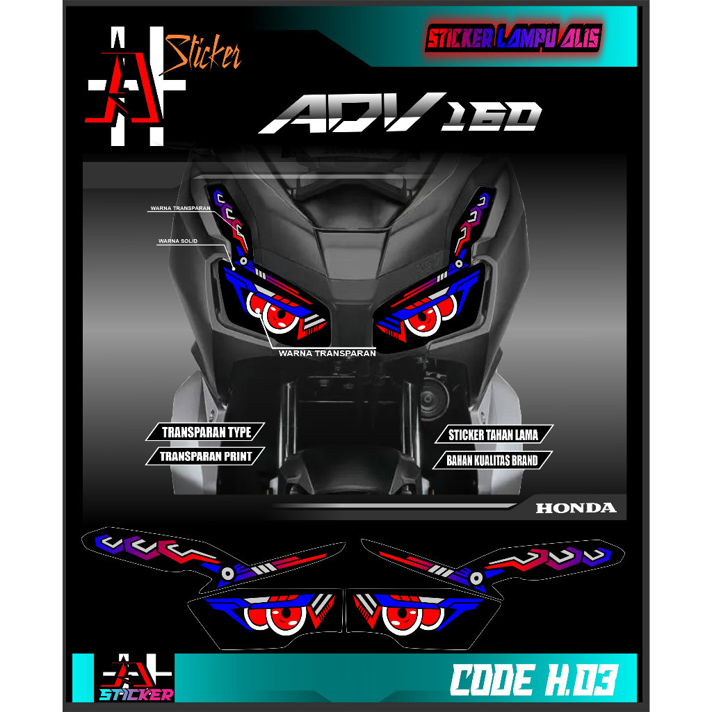 Jual STIKER VARIASI LAMPU ALIS MOTOR ADV 160 STOP LAMP MOTOR ADV 160 ...